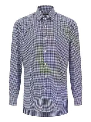BARBA NAPOLI Gingham-pattern Cotton Shirt - Blue
