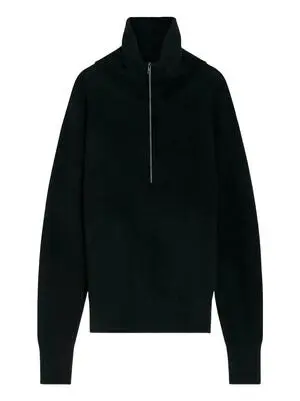 LEMAIRE Ribbed Half-zip Sweater - Black