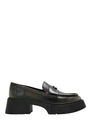 COACH® Logo-plaque Leather Loafers - Black