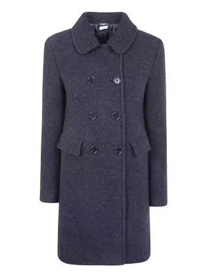 Aspesi Wool Double-breasted Coat - Blue