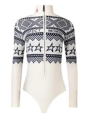 Perfect Moment Intarsia-knit Merino Wool Bodysuit - White