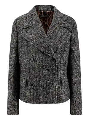 Dolce & Gabbana Wool-blend Striped Double-breasted Blazer - Grey