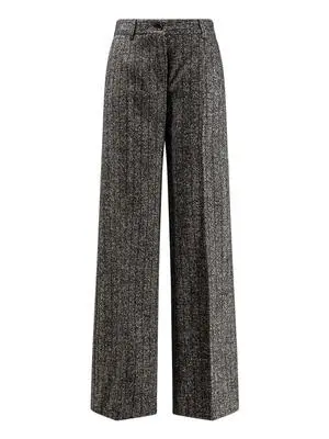 Dolce & Gabbana Striped Wool Blend Trousers - Grey