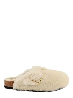 BIRKENSTOCK Boston Big Buckle Shearling Mule - White