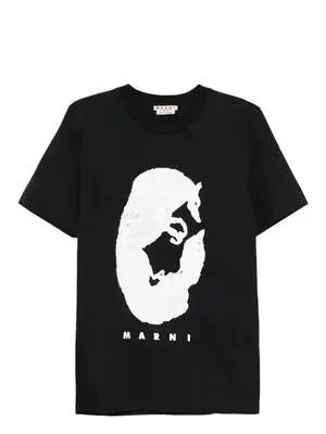 Marni Fox-print T-shirt - Black