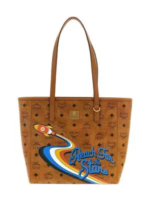 Mcm Small Toni Visetos-monogram Tote Bag - Brown