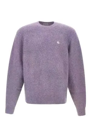 Carhartt Work In Progress Curtis Embroidered-Logo Ribbed Sweater Purple