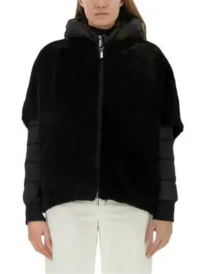 MOORER Hooded Shearling Jacket - Black