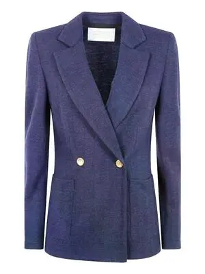 Harris Wharf London Herringbone Double-breasted Jacket - Blue