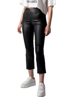 Vince Leather Flared Trousers - Black