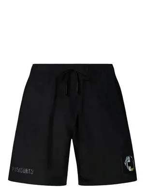 PLEASURES Embroidered-patch Hiking Shorts - Black