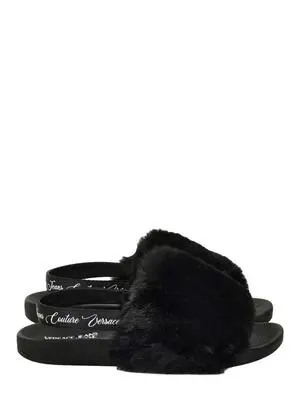 VERSACE Fur-Trimmed Slingback Slides