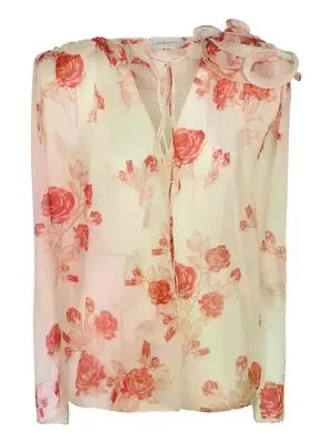 MAGDA BUTRYM Rose-Print Silk Blouse
