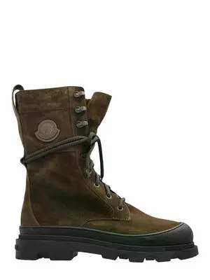 Moncler Lace-up Suede Boots - Green
