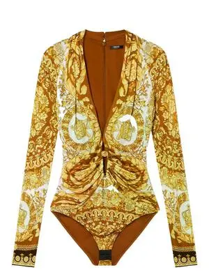 Versace Baroque-print Long-sleeve Blouse - Yellow