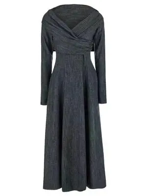 Alberta Ferretti Off-shoulder Wrap Maxi Dress - Grey