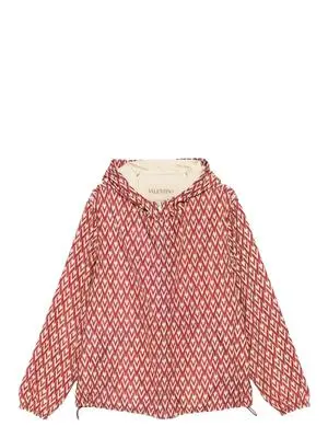 Valentino Garavani Geometric-pattern Hooded Jacket - Red