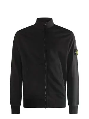 Stone Island Zip-up Logo-patch Sweatshirt - Black