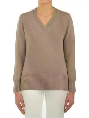 LE TRICOT PERUGIA V-neck Wool Sweater - Brown