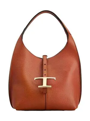 TOD'S T-buckle Pebble-grain Tote - Brown