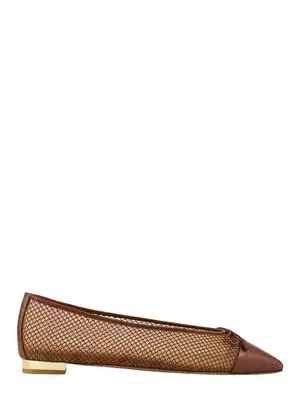 AQUAZZURA Gioia Mesh-panelled Flats - Brown