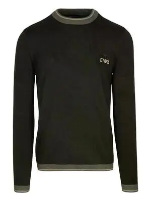 Emporio Armani Logo-embroidered Ribbed-knit Jumper - Black