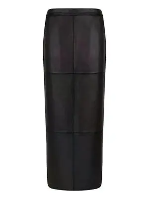 P.a.r.o.s.h Leather Panelled Straight Skirt - Brown