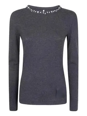 Liviana Conti Embellished-neckline Sweater - Grey