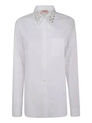 N°21 Embellished-collar Shirt - White