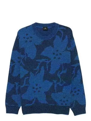 Paul Smith Striped Floral-pattern Sweater - Blue