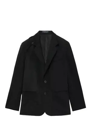 Yohji Yamamoto Notched Shoulder-detail Wool Blazer - Black