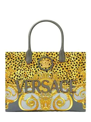 Versace Leopard-print Baroque Tote Bag - Grey