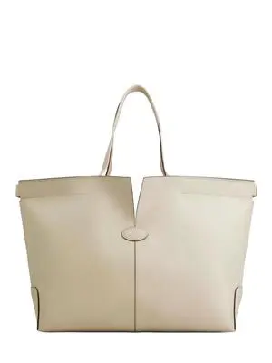 TOD'S Leather Tote With Detachable Pouch