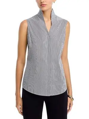MISOOK Pinstripe Mandarin Collar Tank