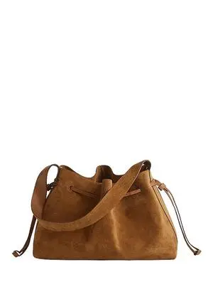 Madewell Suede Drawstring Shoulder Bag - Dried Acorn