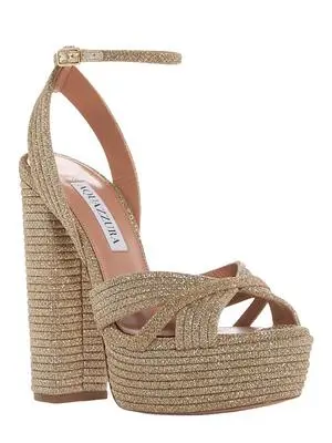 AQUAZZURA Sundance Plateau 140 Platform Sandals Platino