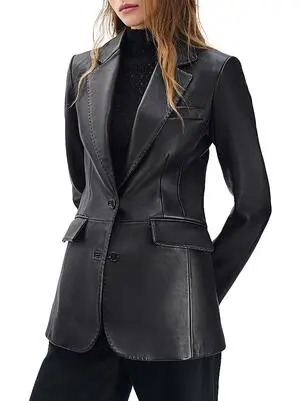 Rag & Bone Leather Blazer - Black