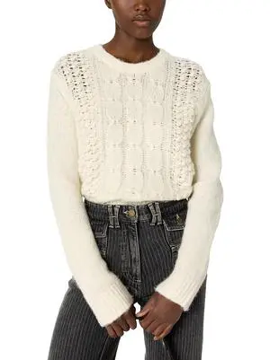 Gerard Darel Esperanza Textured Knit Sweater Ecru
