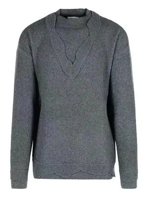 LANEUS Ribbed-knit Sweater - Grey