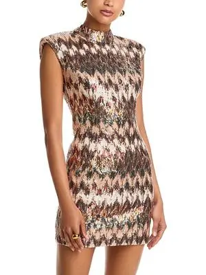 Ramy Brook Caden Sequin Mini Dress - Light Champange Combo