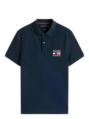 Tommy Hilfiger Logo-flag Cotton-blend Polo Shirt - Blue