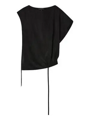 LEE MATHEWS Kiki Asymmetric-neck Top - Black