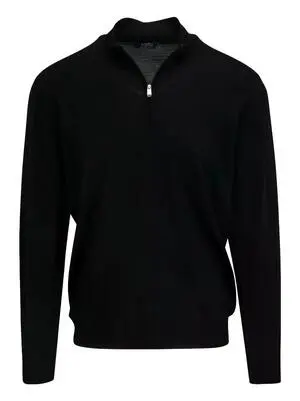 Fedeli Half-zip Wool Sweater - Black