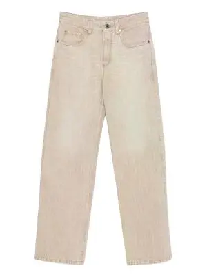 Brunello Cucinelli Washed Cotton Straight Leg Jeans - Neutrals