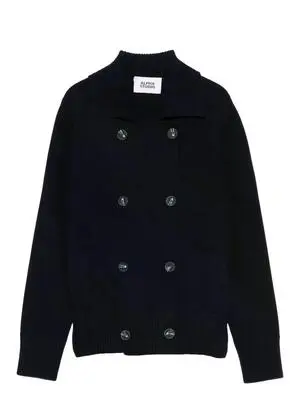 Alpha Studio Double-breasted Wool Cardigan - Blue