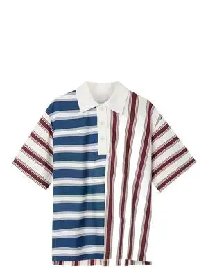 LEE MATHEWS Striped Polo Top - Blue