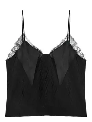 Versace Lace-trimmed Satin Camisole - Black