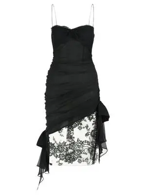 Alessandra Rich Lace-trimmed Bow Mini Dress - Black
