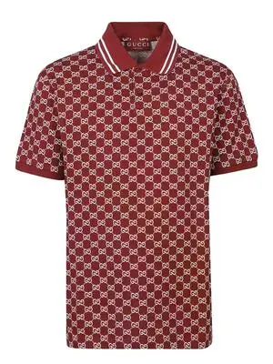 Gucci Gg-pattern Polo Shirt - Red