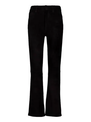 PAULA Flared Suede Trousers - Black